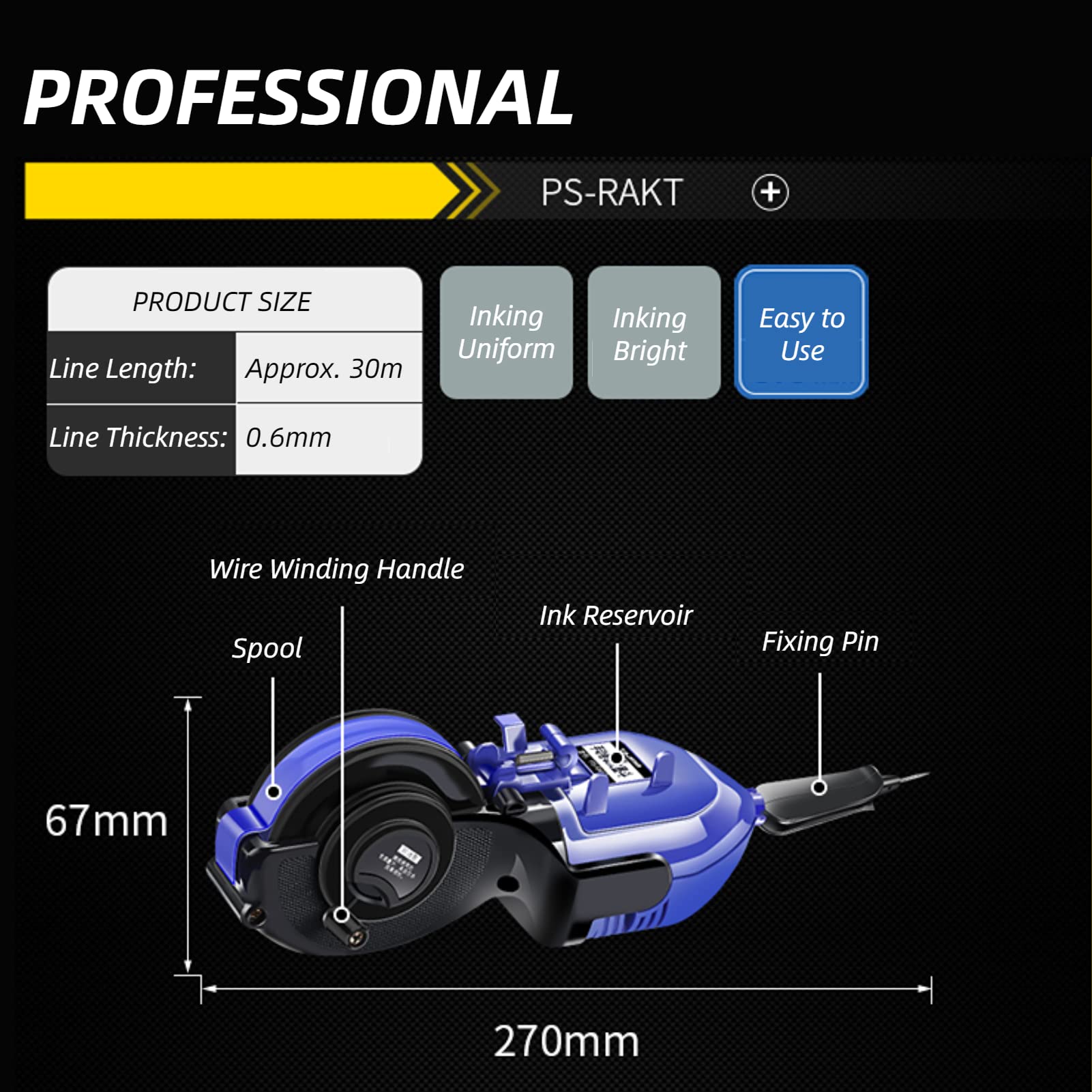 Manual Chalk Line Tool Carpenter Ink Marker 30m Length Chalkline 30 ...