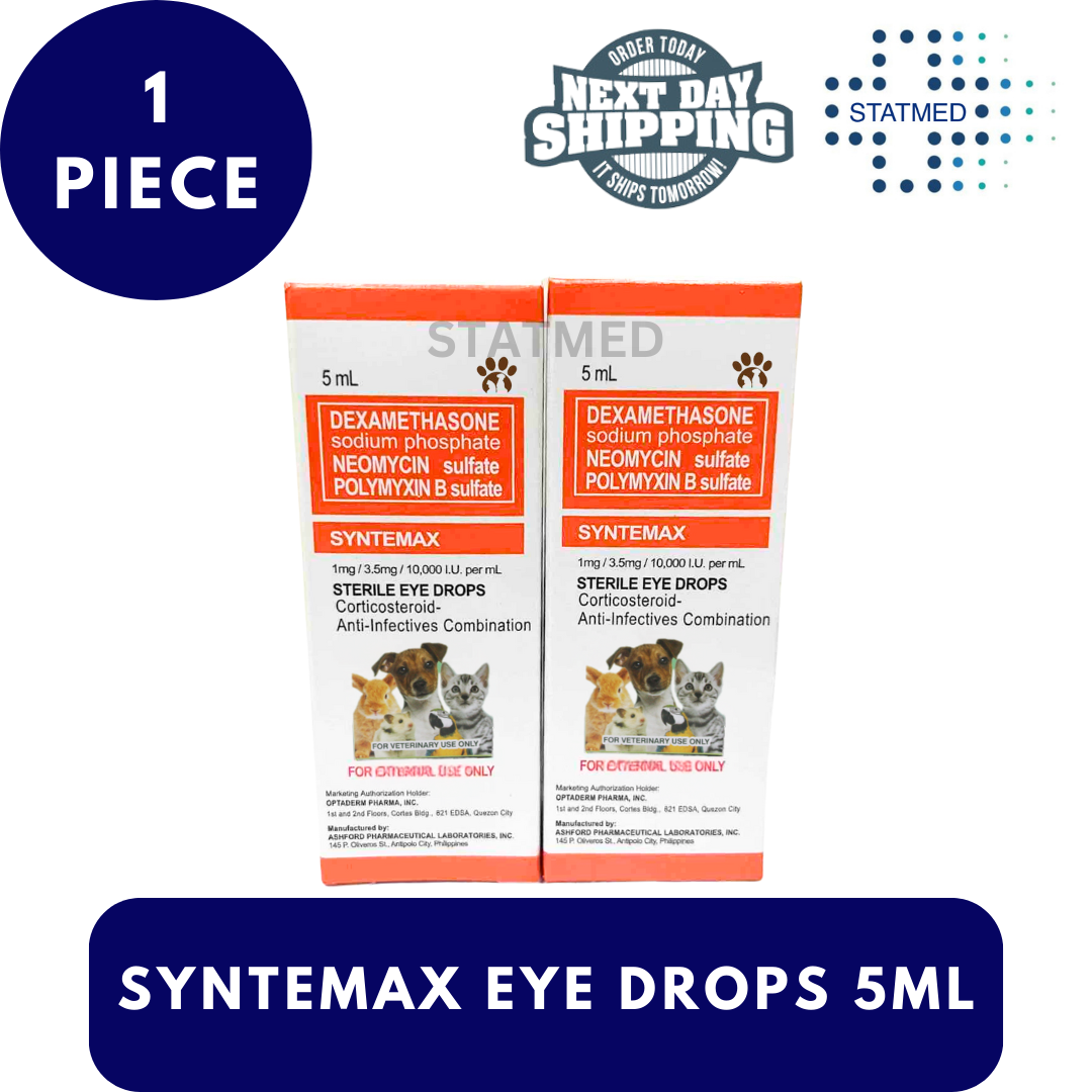 Syntemax Otic Solution Ear Drops & Eye Drops 5mL Poly Neo Dexa For Pets ...