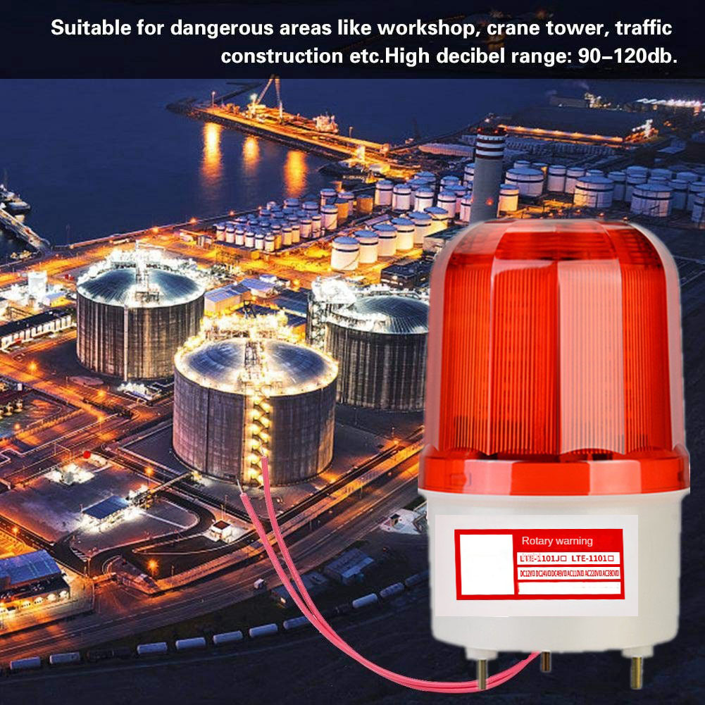 220V LED Alarm Light Warning Lamp Signal Buzzer Rotary Strobe Flash ...