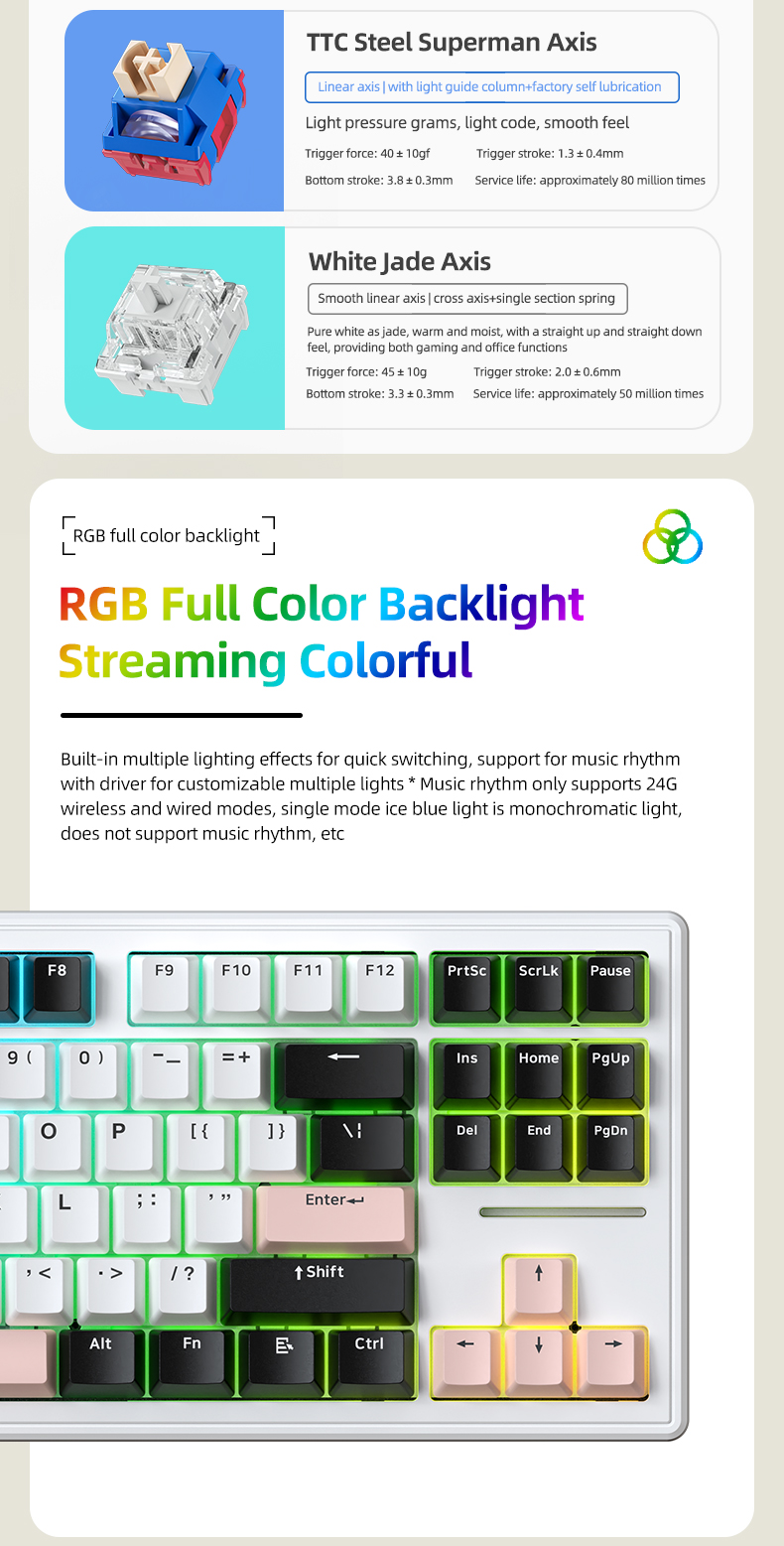 Attack Shark M87/M87 Pro V2 Tri-Mode Gaming Mechanical Keyboard ...