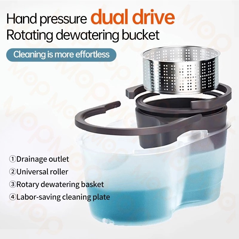 Dry wet separation spin Mop with double Squeezer Mop Bucket Set for ...