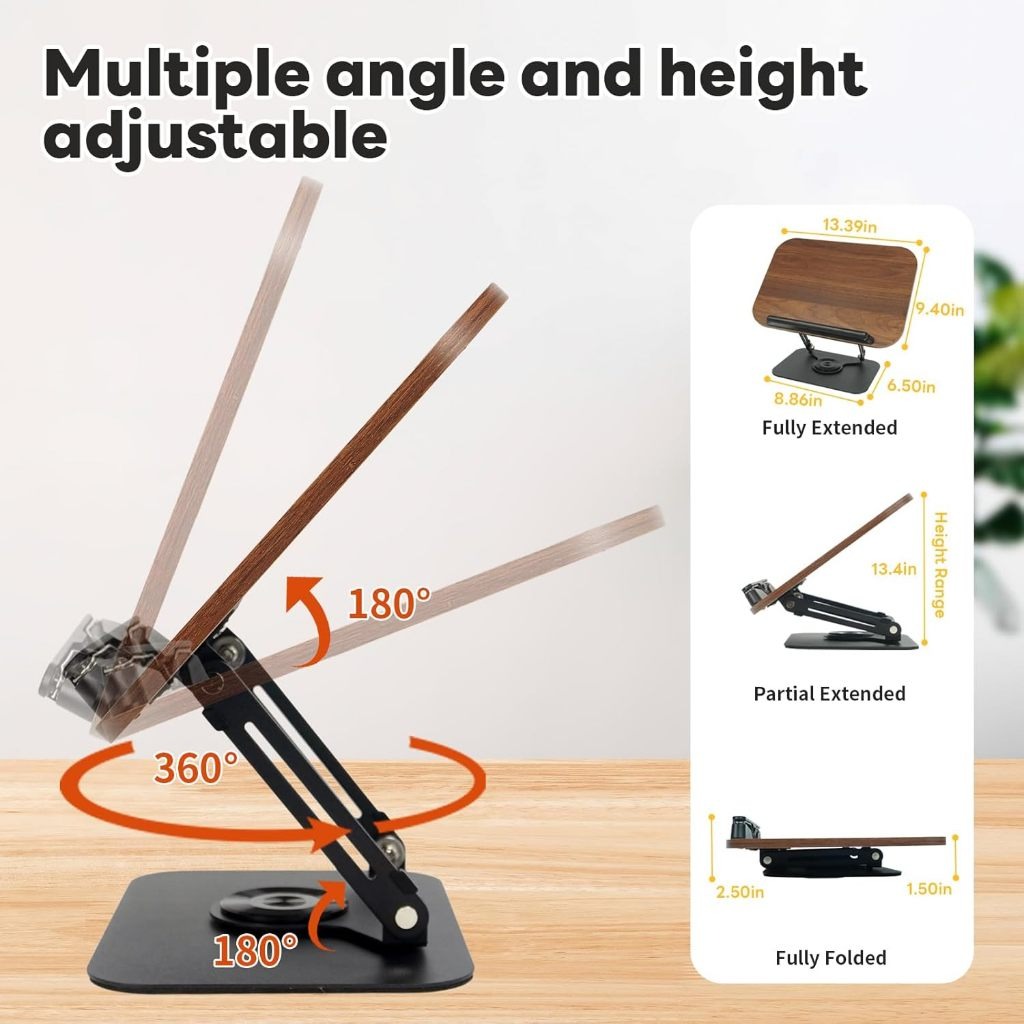 360Rotation Laptop Stand Multi-Role Adjustable Book Stand for Reading ...