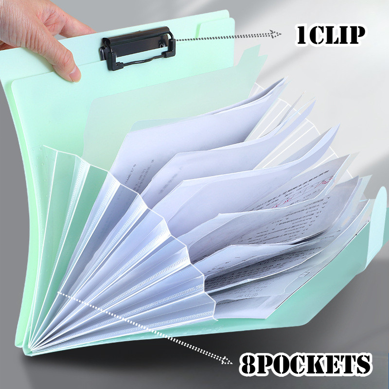 Long/A4 Size Expanding File Folder With Clipboard Folder Organizer 8 ...
