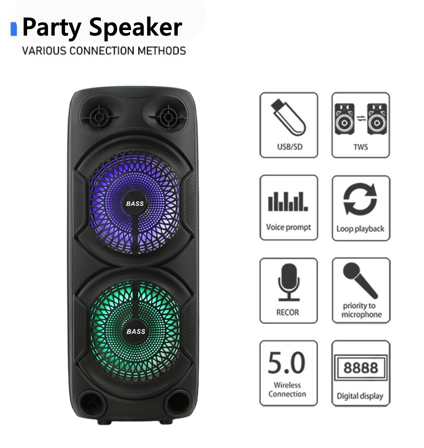 K-280 24'' Inch Extra Bass Karaoke Dual Bass Bluetooth Speaker with ...