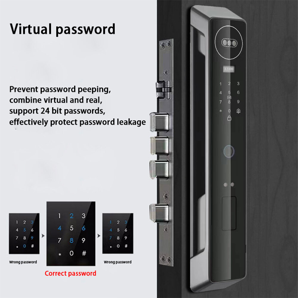 Tuya 3D Face Real-time Intercom Smart Door Lock Security Camera Intelligent Fingerprint Password ...