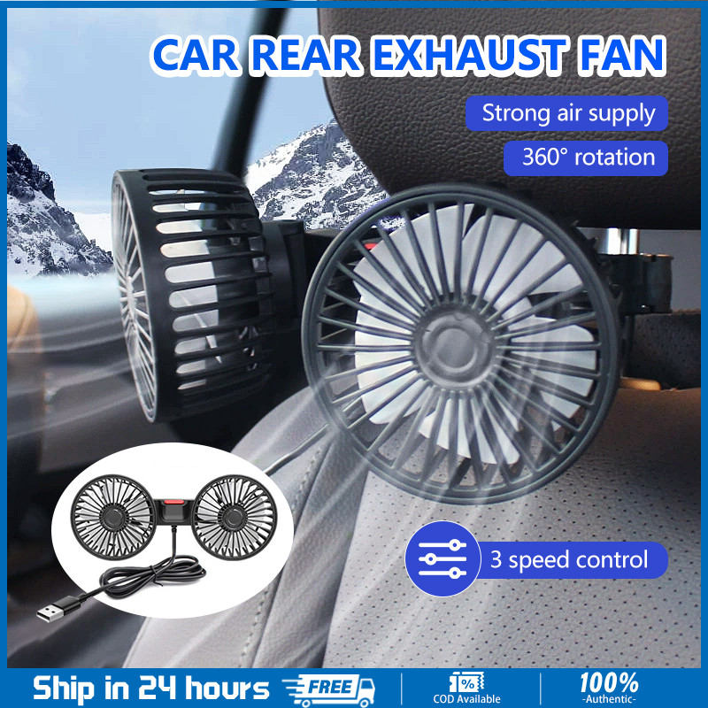 Car Electric Fans 360 Degrees Rotata Cooling Rear Fans Double-headed ...