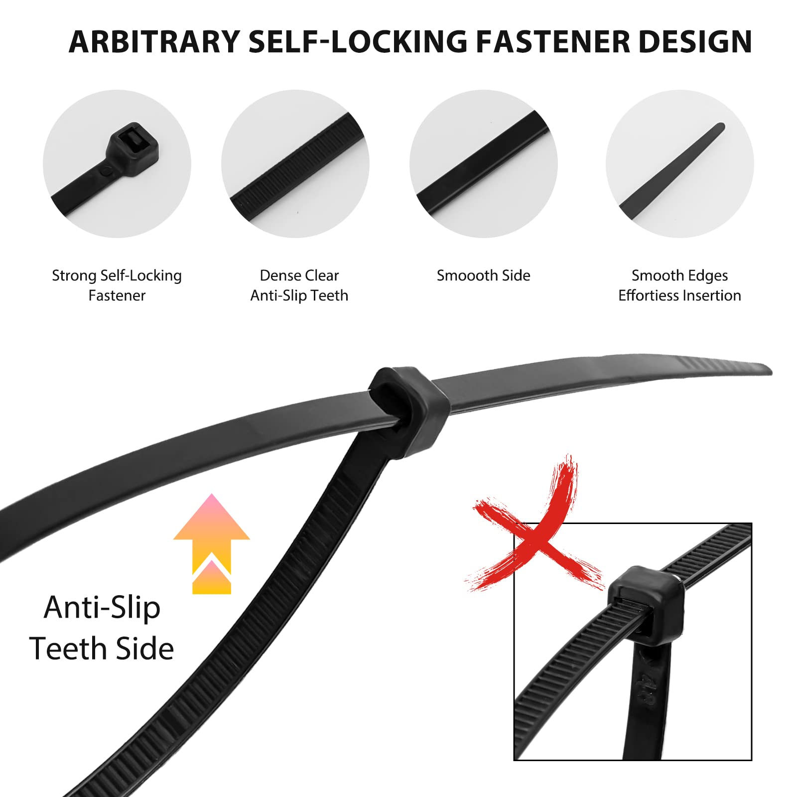 100pcs Multipurpose Nylon Cable Tie Self Locking Zip Ties Cable Strap ...