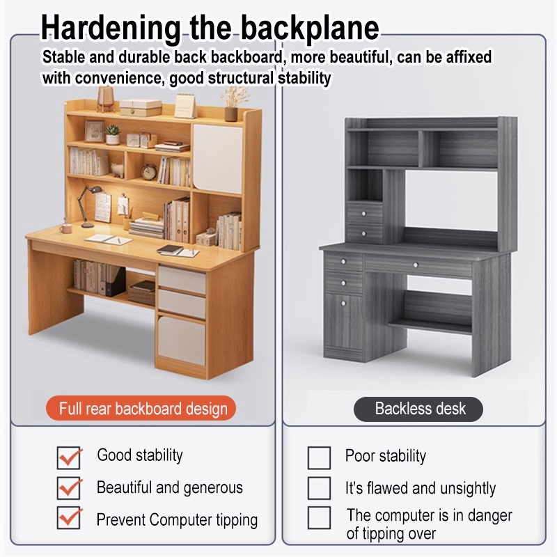 Home bedroom desk, student desk, bookcase, bookshelf, study computer ...