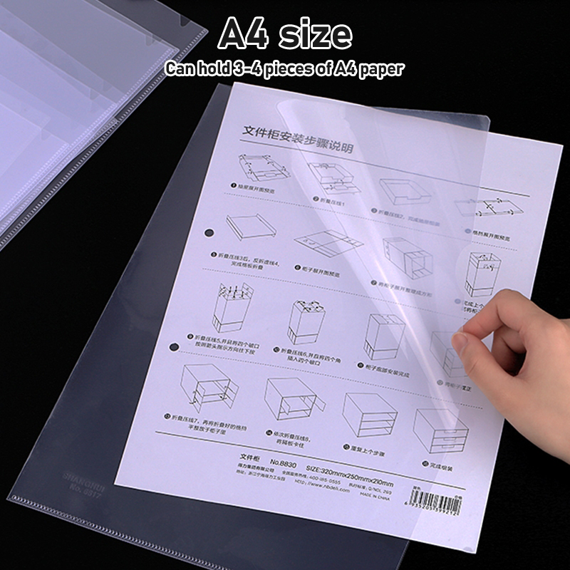 100pcs L-Type Clear Folder Plastic A4 Folder Soft Transparent File ...