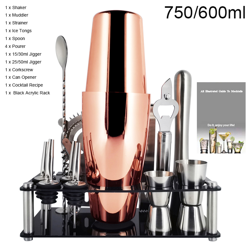 Ship Local 13Pcs 750/600ml Boston Shaker With Stand Cocktail Recipe ...