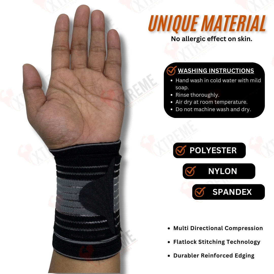 Wrist Support Brace Elastic Compression Sleeve for Gym Sports Workout ...