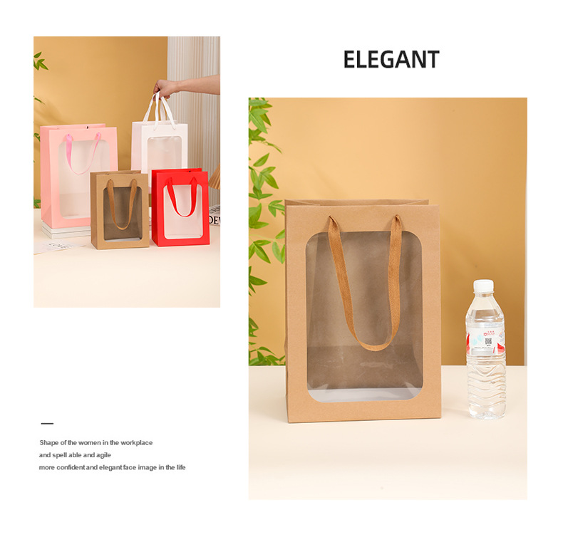 10PCS set Paper Bag Window Clear Window Gift Bags for Stuff Toys Flower ...