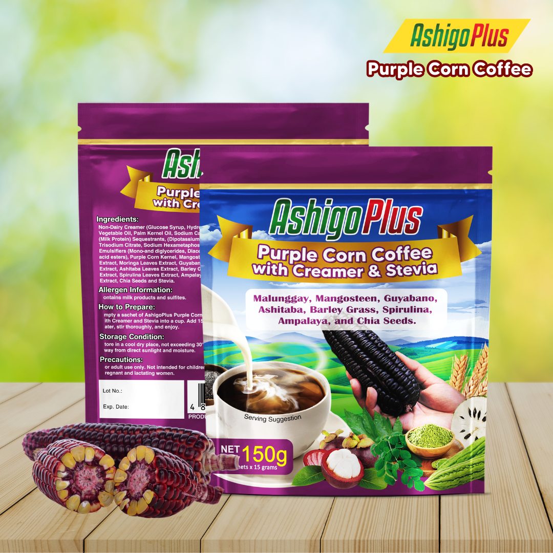 AshigoPlus Purple Corn Coffee w/ stevia (10 sachet per pack) | Shopee ...