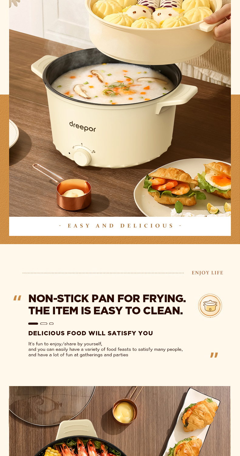 Dreepor Multifunctional Electric Cooker With Steamer Rice Cooker Hot ...