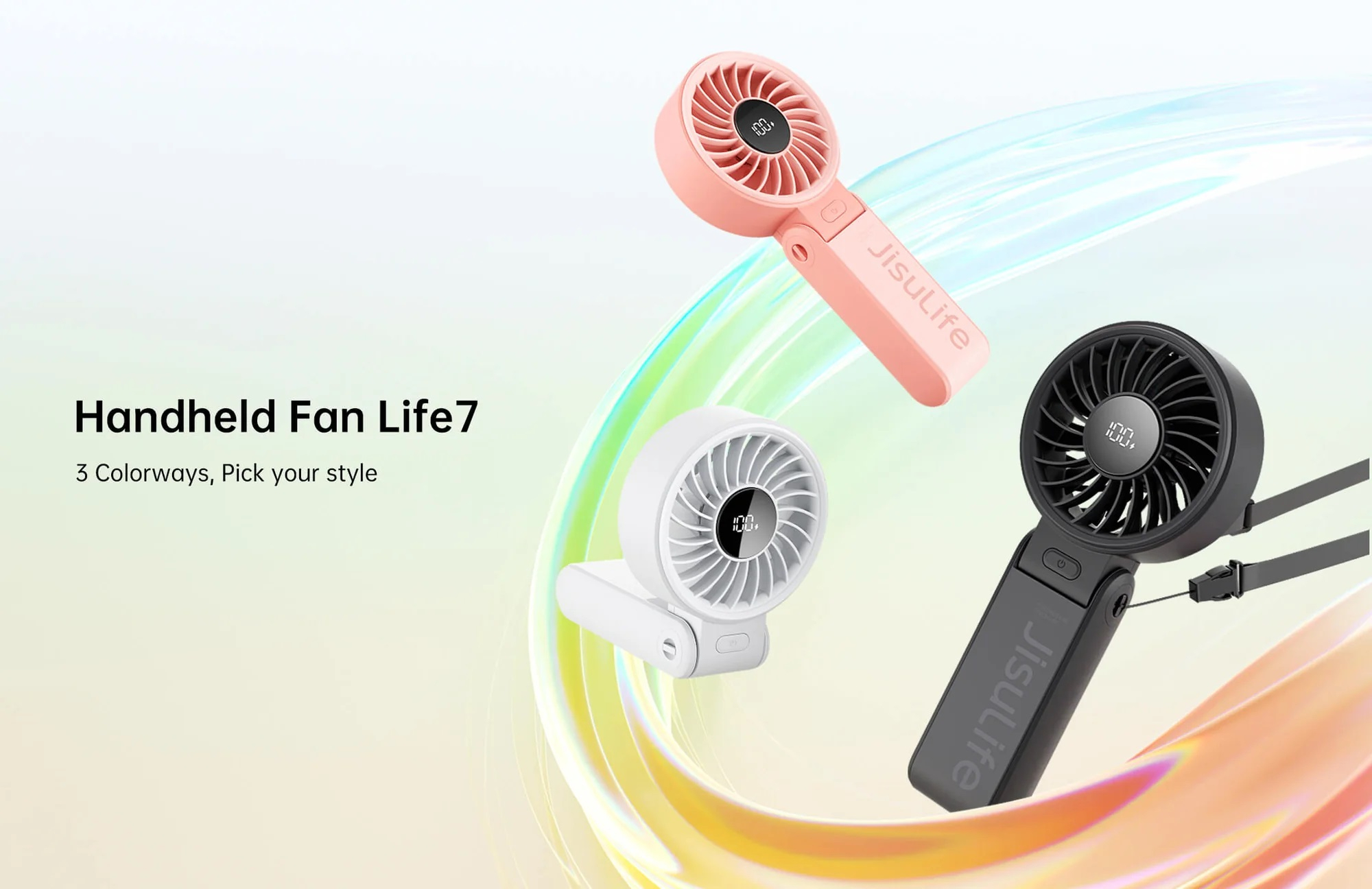 JISULIFE Life7 Handheld Fan – Foldable Mini Travel Fan with LED Display ...