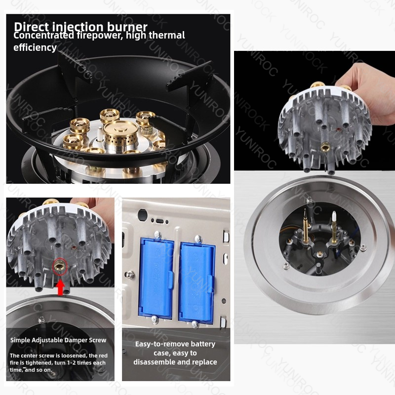 Gas stove double burner household double head embedded desktop gas ...