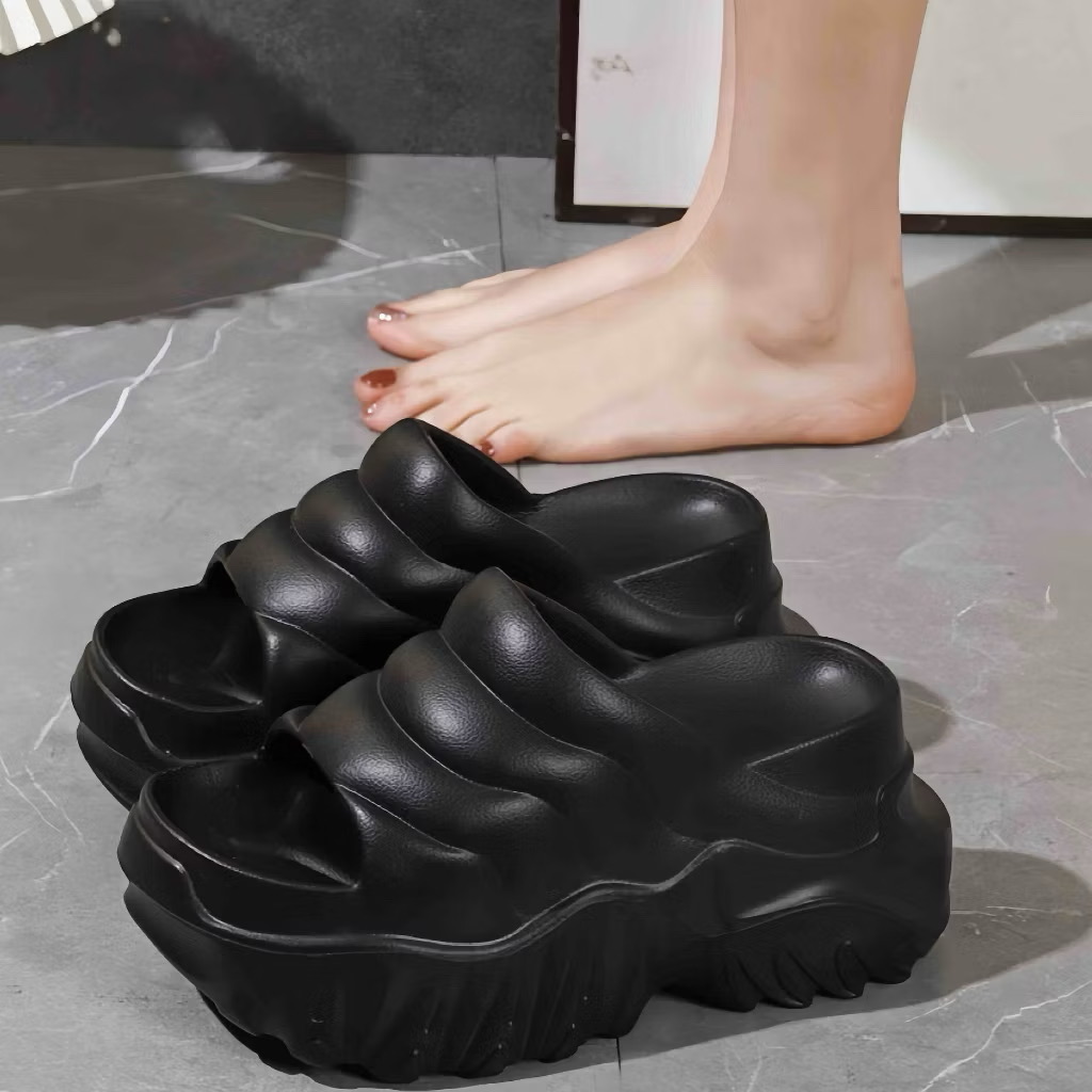 Slippers For Women Thick Sole Sandals 6CM Rubber Korean Fashion Sandals ...