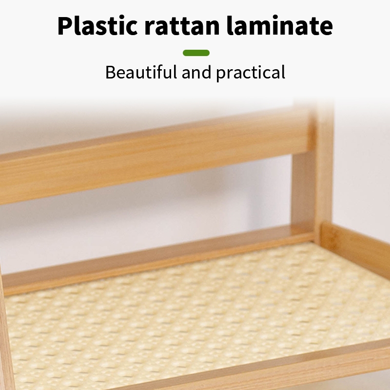 Table Storage Rack Wooden Double-Layer Rattan Desktop rack kitchen ...