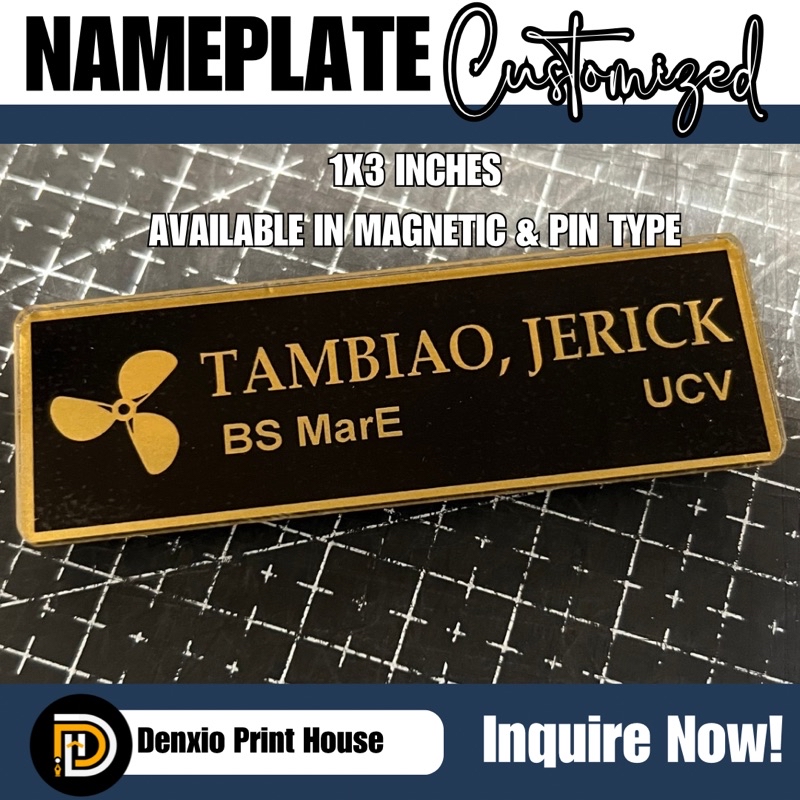 Customized Pin type Name Plate Badge | Shopee Philippines