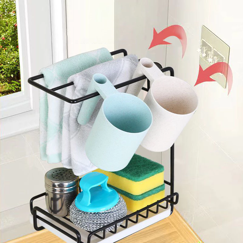Kitchen Rag Rack Wall-mounted Storage Organizer Rack Towel Dishcloth ...