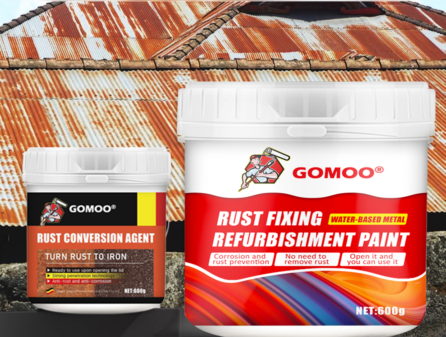 1000G GOMOO 3IN1 Metal Primer paint Anti Rust Paint Rust Remover ...