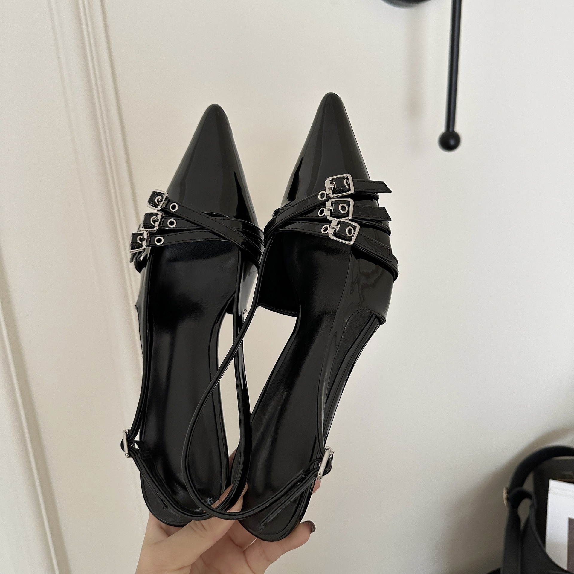 Stiletto Heels Women's Pointed Heel Patent Leather New Style Back Empty ...