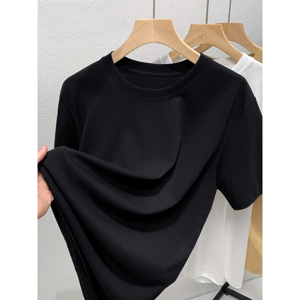 Plain Round Neck White And Black Cotton T-Shirt Unisex | Shopee Philippines