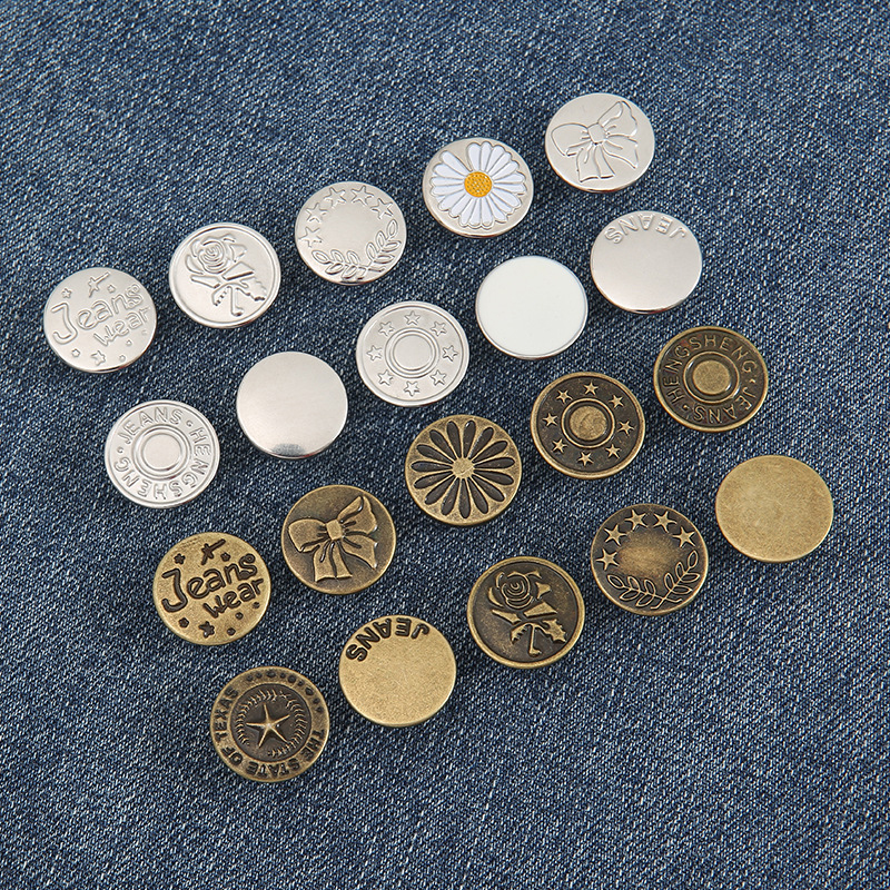 NEK Detachable Metal Waist Buttons with Flowers Patterns Metal Pants ...