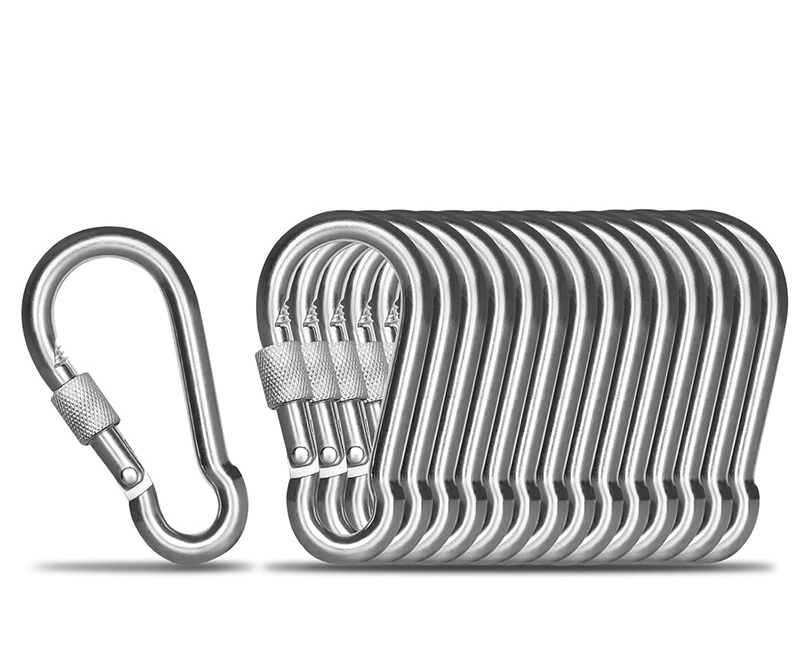 304 Stainless Steel Lock Carabiner Hook Snap Clip Galvanized Metal ...