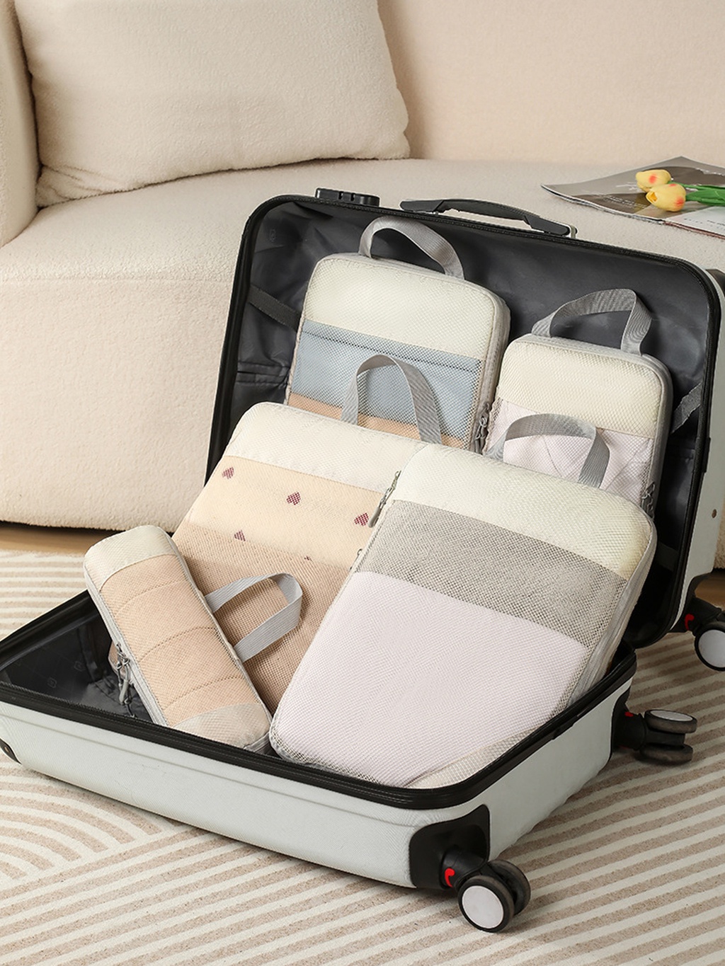 Compression Travel Organizer Bag Set of 5 Luggage Expansion Bag Travel ...