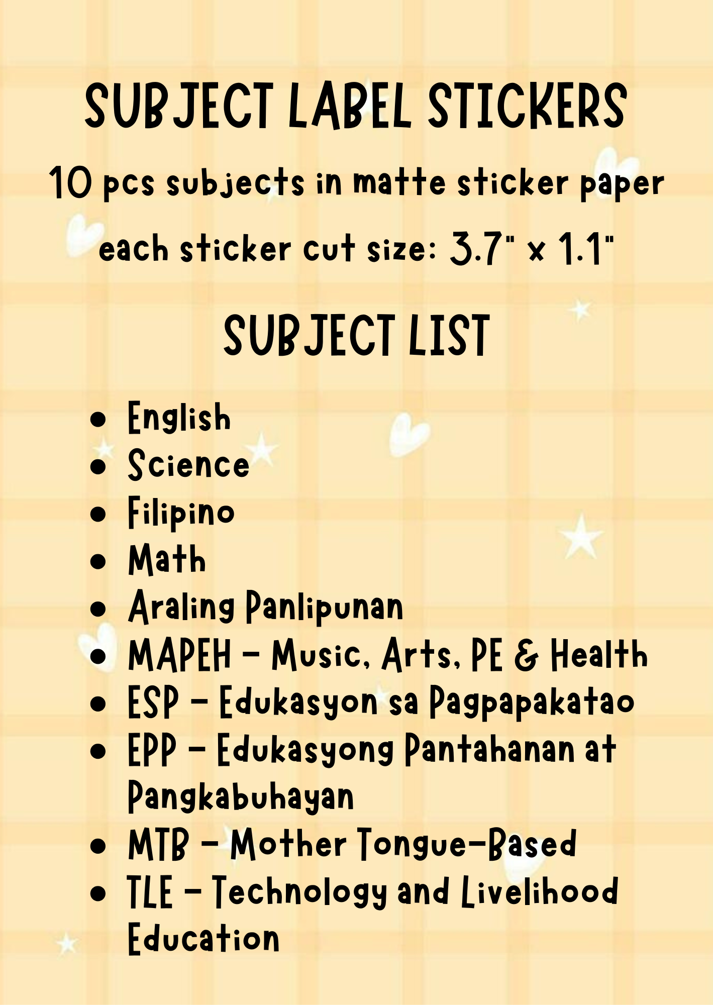 Subject Label Sticker - 10 pcs Grade 1 to Grade 10 | Shopee Philippines