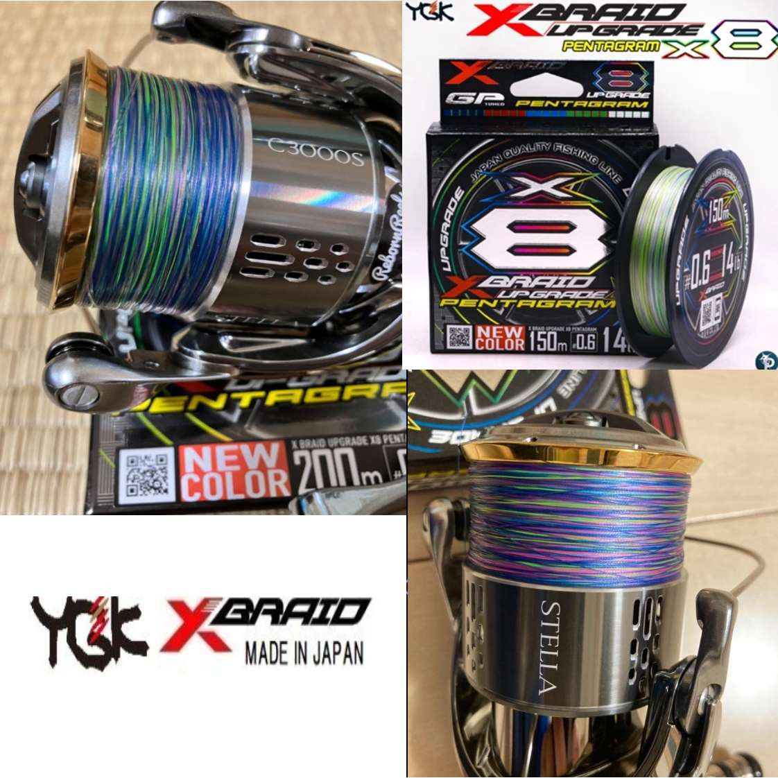 YGK X-Braid upgrade X8 Pentagram PE line (5-color alternating line) 100 ...