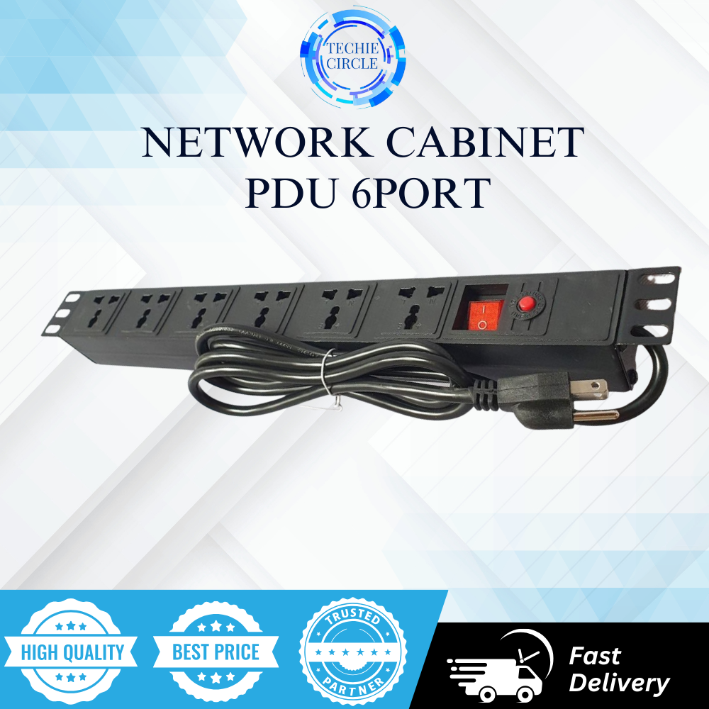 Techie Circle 6port PDU Power Distribution Unit Universal Power Strip ...