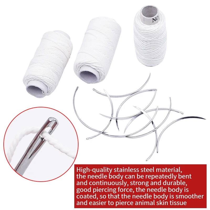 10Pcs Stainless Suture needles Veterinary Surgical Suture curve needle ...
