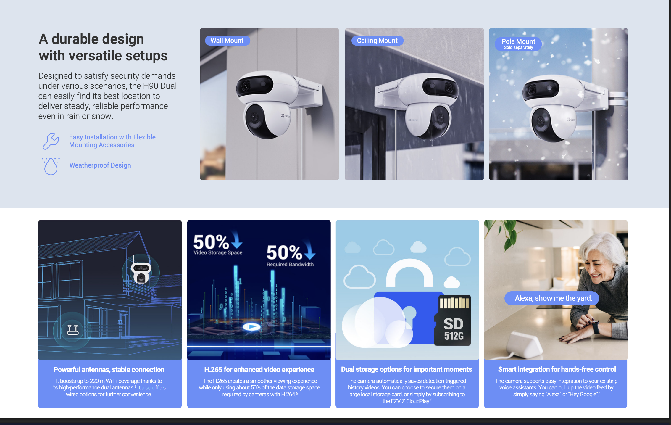 CCTV Outdoor Home Security Surveillance EZVIZ H90 Dual 2K⁺ & 2K+ (4MP ...