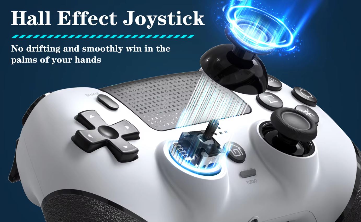 T48 Wireless Bluetooth Dual Shock Controller Advanced Gaming Buttons 6-Axis Gyro Ergonomic ...