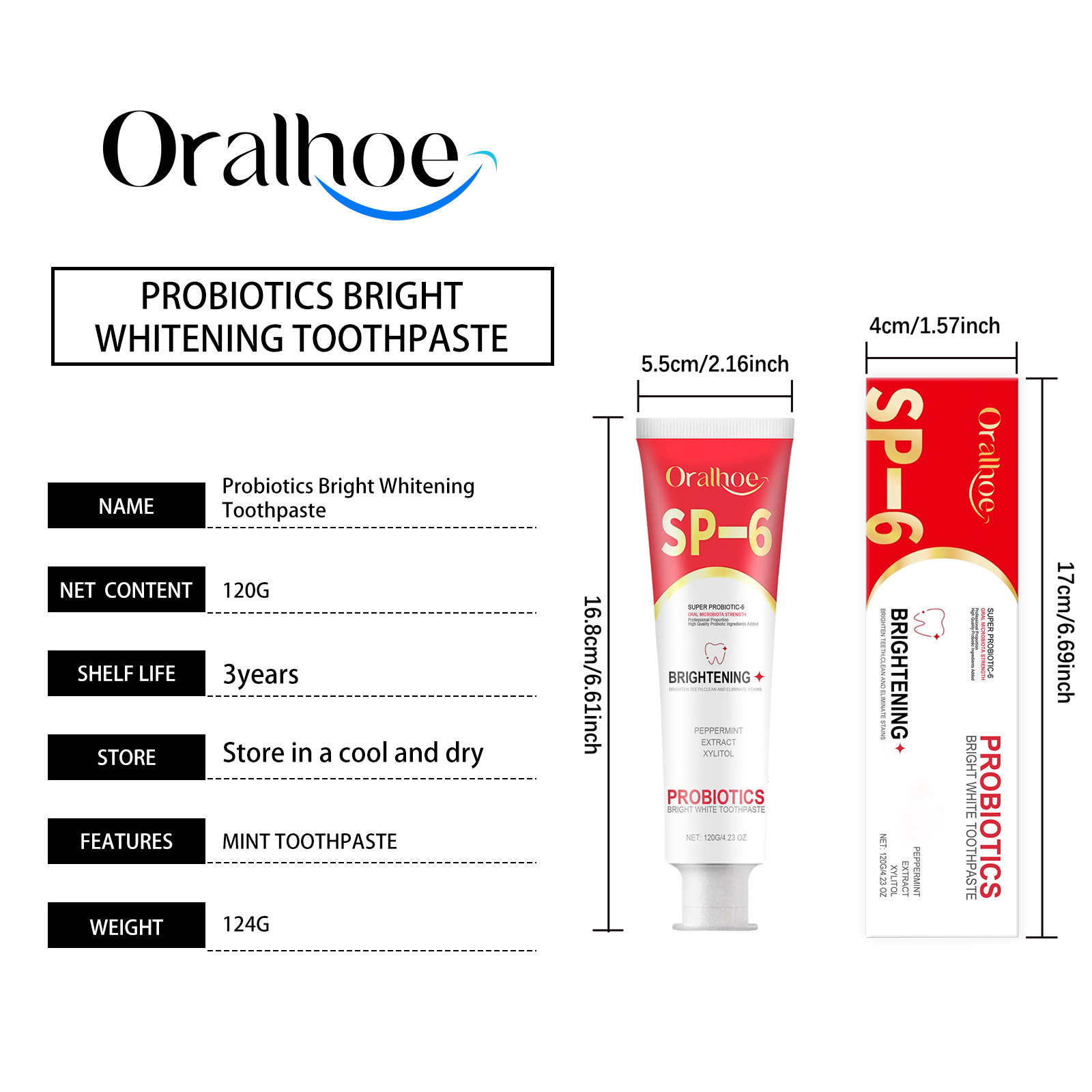 ORALHOE Sp6 Whitening Toothpaste 120g Probiotic Toothpaste Teeth ...