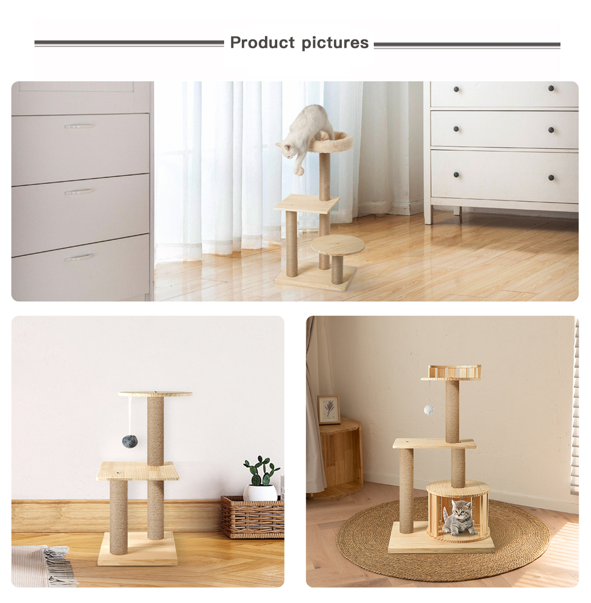 Osti Solid Wood Cat Tree Cat Tower for Indoor Cats Kitty Cat Condo Pet ...