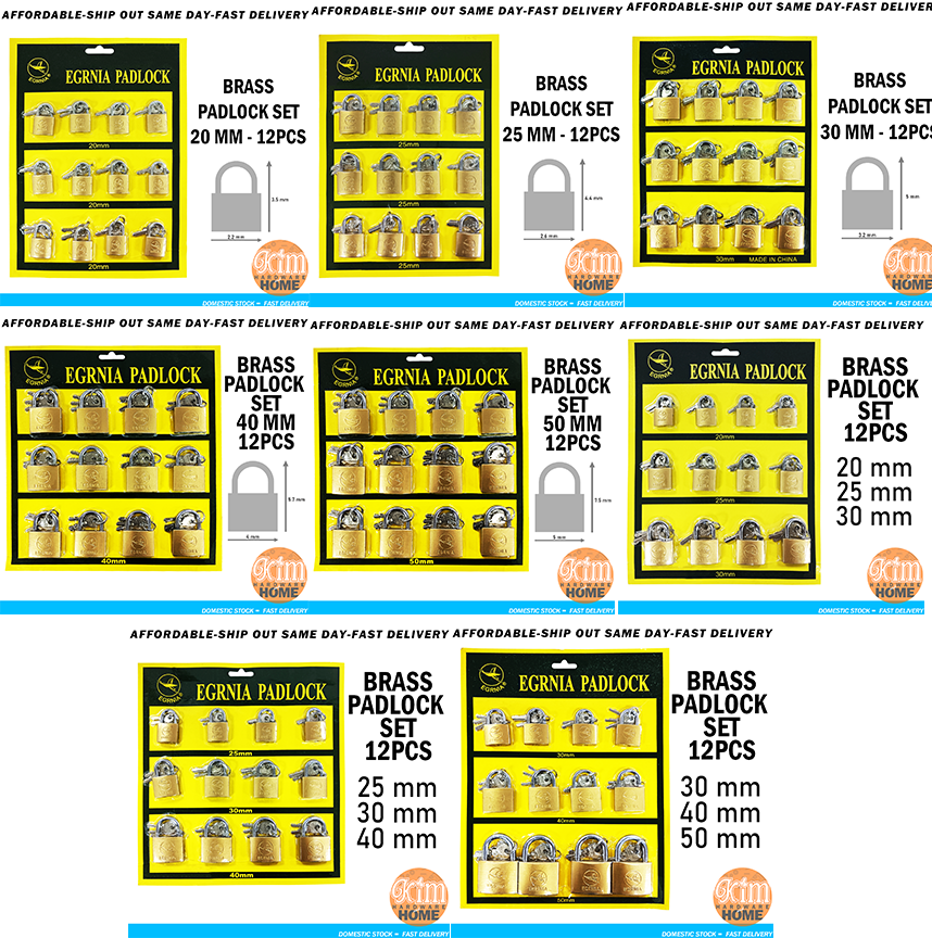 KIM Brass Padlock Set 12 Pcs Kandado Lock | Shopee Philippines