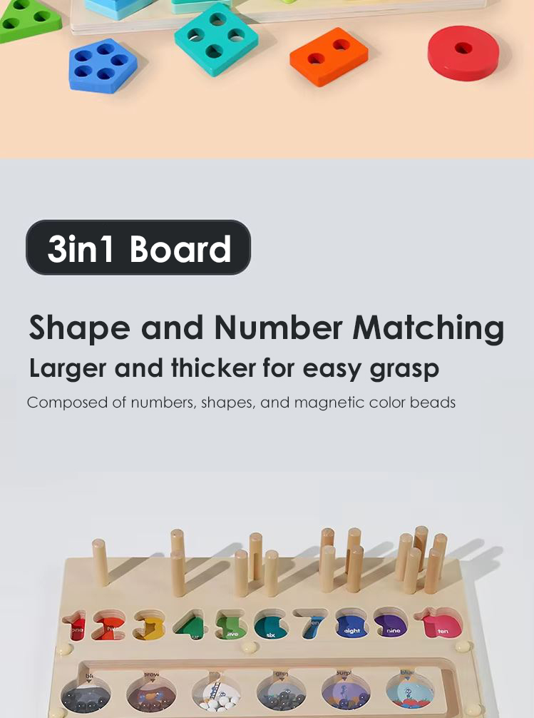 Kids 3in1 MAGNETIC COLUMN BOARD Color Number Shape Sorting Pairing ...