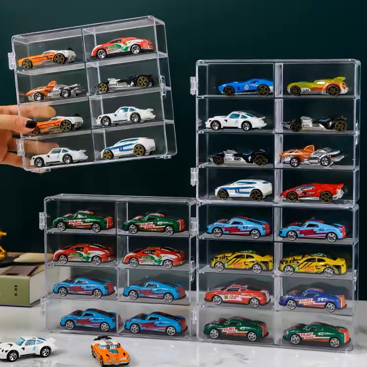 1:64 Acrylic Car Organizer Display Case Hotwheels Die Cast Cars 8-Point ...