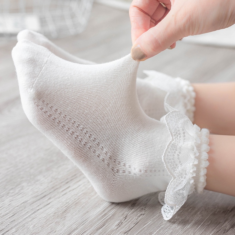 2Pairs 1-9y Princess Dance Socks Lace Socks For Kids Girls Short Mesh ...