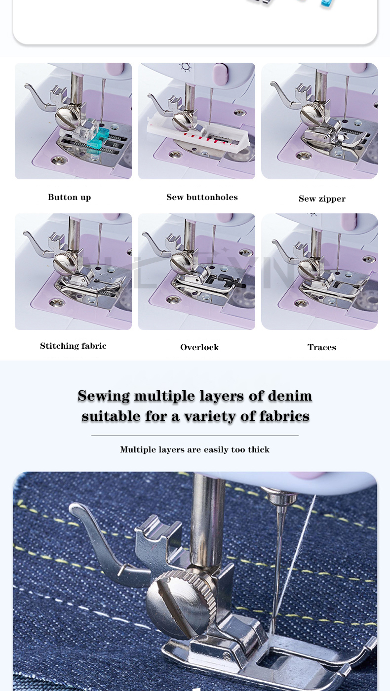 【ALL FLYING】Portable 505A Sewing Machine Electric Household 12 Stitches Sewing Machine ...