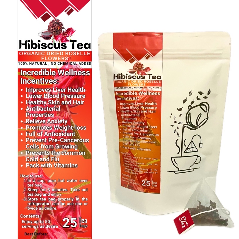 Organic Dried Hibiscus Roselle Flower Tea in 30's Pyramid Teabags | Shopee Philippines