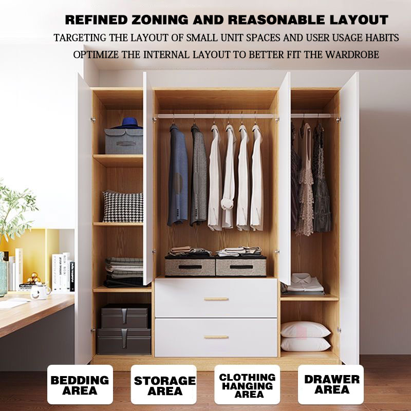 (COD)120cm wardrobe,Wooden wardrobe, family bedroom, simple assembly ...