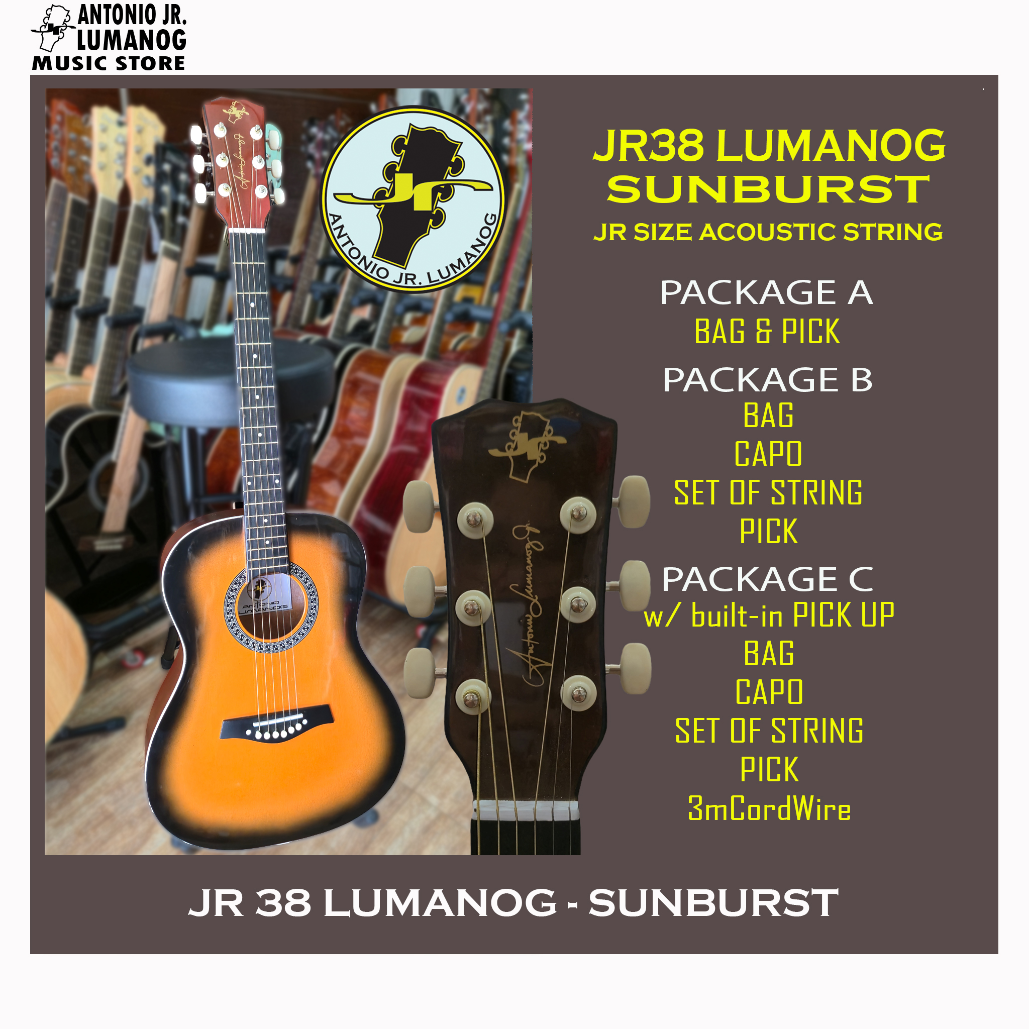 Acoustic Guitar JR-38 LUMANOG (JR. SIZE GUITAR) BY : ANTONIO JR ...