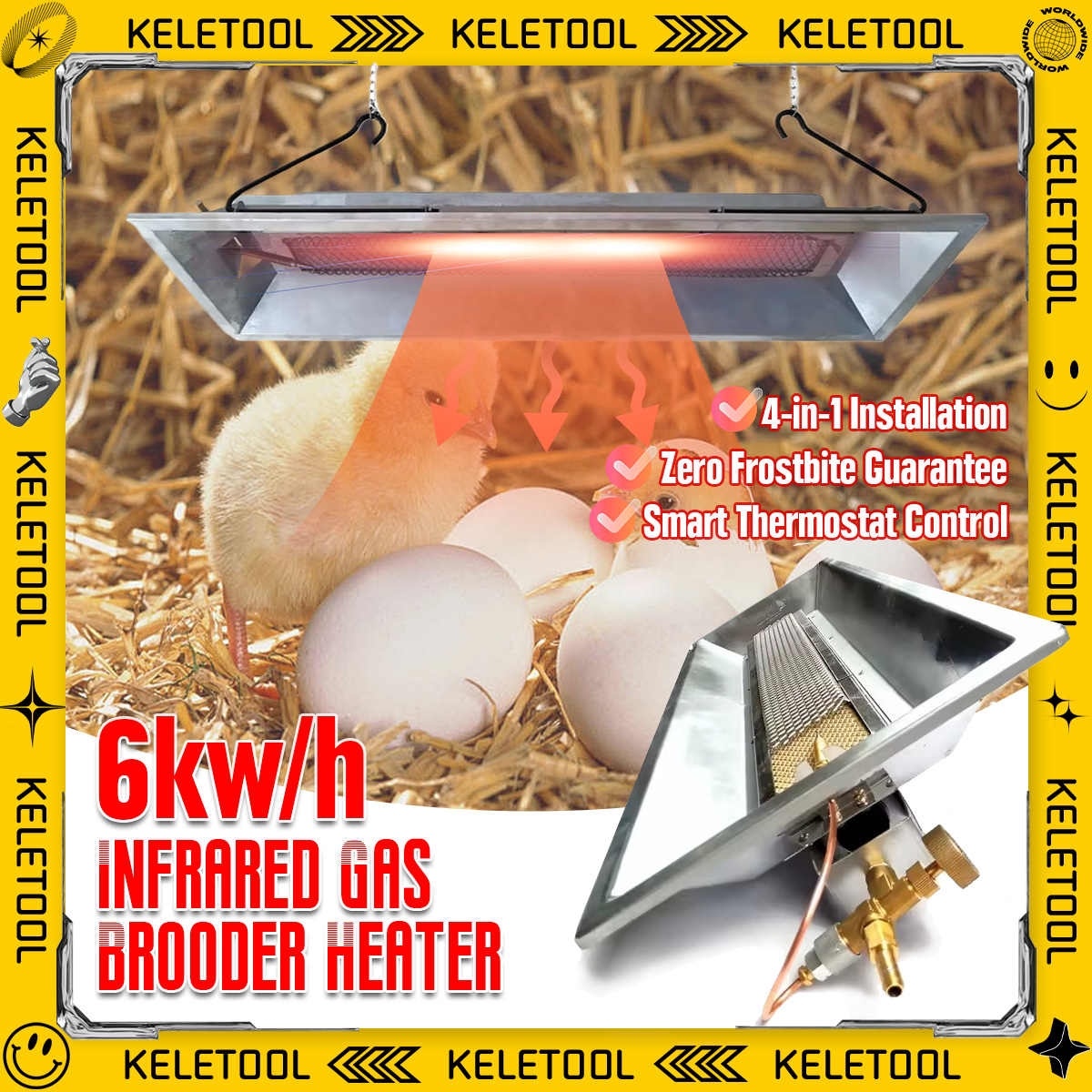 6kw/h Poultry Infrared Gas Brooder Heater Swine For Chicken Duck Pig ...