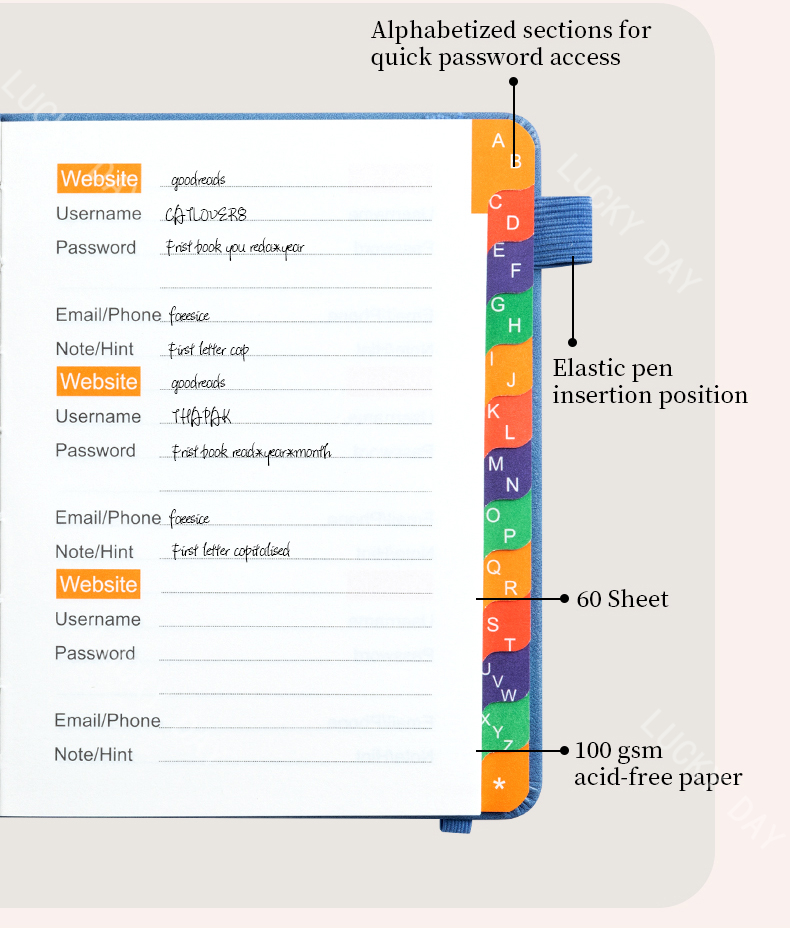 Password Book With Letter Labels Password Manager Notebook Memo Notepad ...