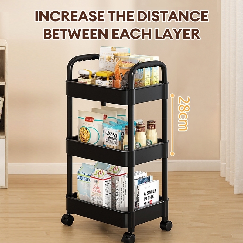 3/4/5 Layers Rolling Trolley Cart - Multipurpose Moving Storage Rack ...