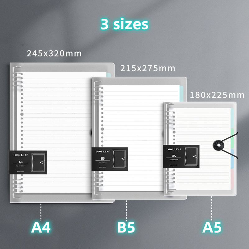 Binder Notebook A5/B5/A4 Refillable Binder Cover Loose Leaf 60 sheets ...